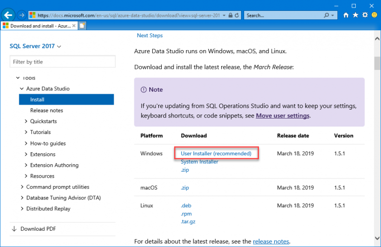 Installation SQL Server client tools | Azure Player